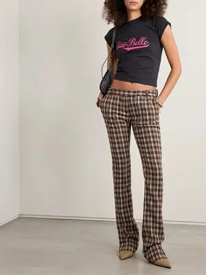 Acne Studios Checked Woven Flared Trousers