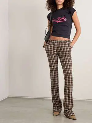 Acne Studios Checked Woven Flared Trousers
