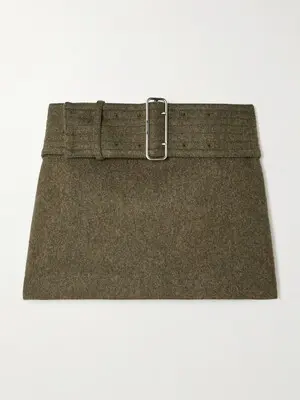 FERRAGAMO Wool-tweed Mini Skirt - Green