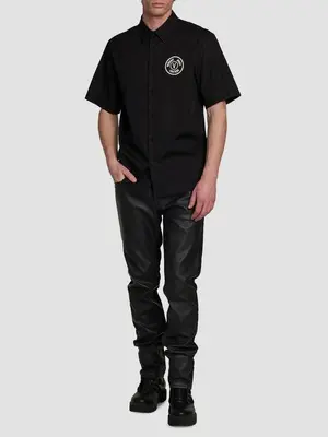 Versace Logo Patch Cotton Shirt