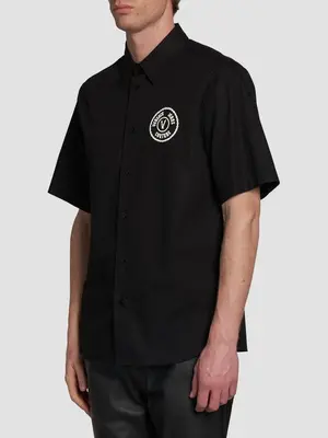 Versace Logo Patch Cotton Shirt