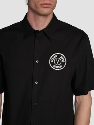 Versace Logo Patch Cotton Shirt