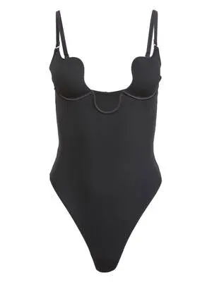 FLEUR DU MAL Le Stretch Micro Seduce U-plunge Bodysuit - Black