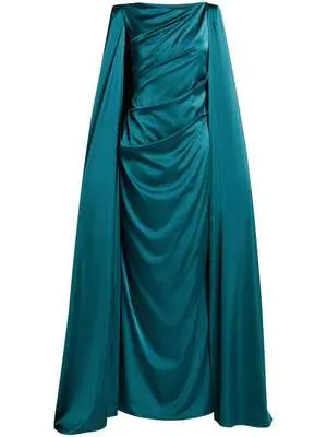 Talbot Runhof Draped Cape Maxi Dress