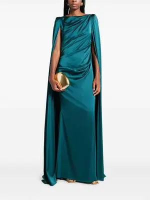 Talbot Runhof Draped Cape Maxi Dress