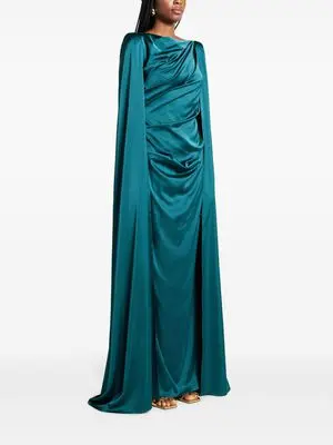 Talbot Runhof Draped Cape Maxi Dress