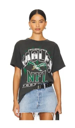 Junk Food Eagles Chrome Vintage Tee In Charcoal - Midnight