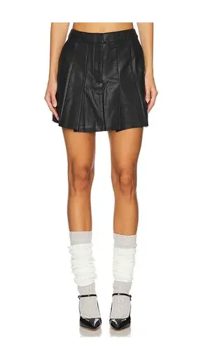 Astr The Label Mikita Pleated Faux Leather Skirt