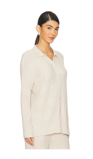 Barefoot Dreams Cozychic Ultra Light Wave Shirt In Beige