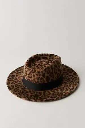 Free People Leopard Print Wide Brim Hat