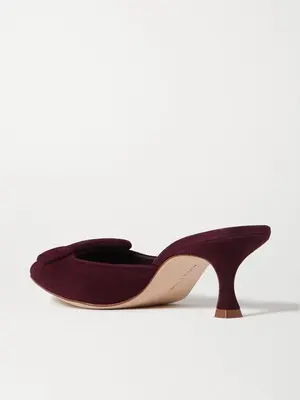 Manolo Blahnik Maysale 50 Buckled Suede Mules