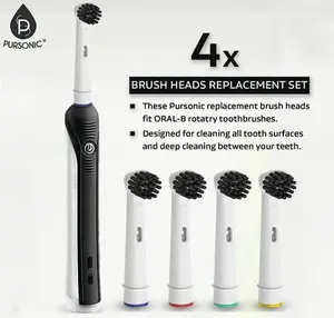 PURSONIC Charcoal Infused Bristles Electric Toothbrush Replacement Brush Heads - White