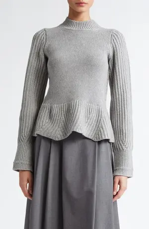 Maria Mcmanus Recycled Cashmere & Organic Cotton Peplum Sweater