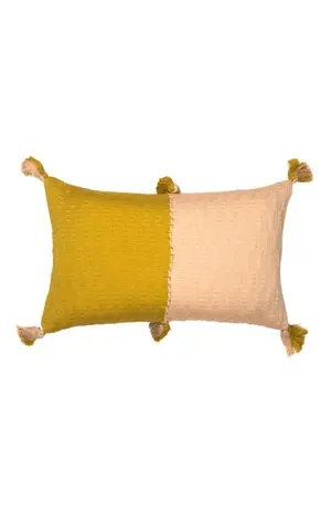 ARCHIVE NEW YORK Antigua Colorblocked Handwoven Cotton Throw Pillow - Peach And  Ochre