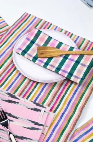 ARCHIVE NEW YORK Valentina Striped Handwoven Cotton Table Runner