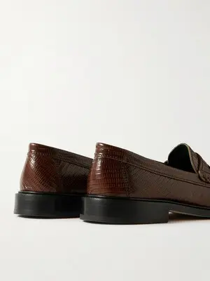 VINNY'S Yardee Lizard-effect Leather Penny Loafers
