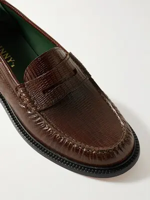 VINNY'S Yardee Lizard-effect Leather Penny Loafers
