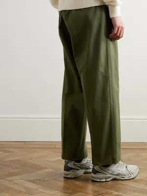 BEAMS Wide-leg Herringbone Cotton-twill Trousers - Green