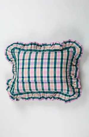 ARCHIVE NEW YORK Lola Plaid Ruffle Handwoven Cotton Throw Pillow
