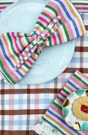 ARCHIVE NEW YORK Handwoven Classic Plaid Cotton Placemats - Brown