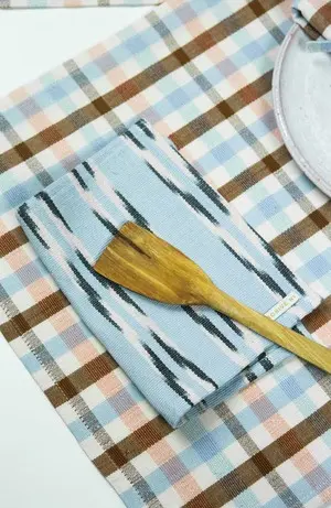 ARCHIVE NEW YORK Handwoven Classic Plaid Cotton Placemats - Brown