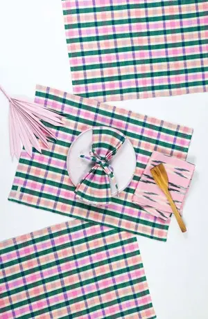 ARCHIVE NEW YORK Handwoven Classic Plaid Cotton Placemats - Multi