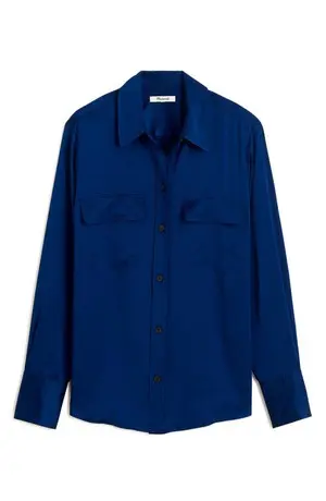 Madewell Silk Flap Pocket Button-up Shirt
