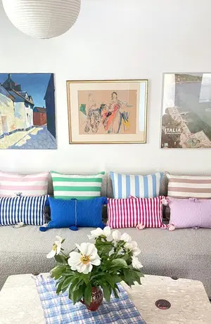 ARCHIVE NEW YORK Cabana Stripe Handwoven Cotton Throw Pillow - Pink