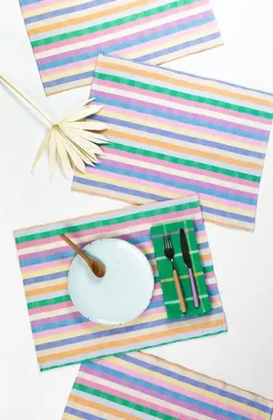 ARCHIVE NEW YORK Handwoven Colorful Striped Cotton Placemats - Multi
