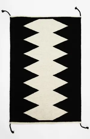 ARCHIVE NEW YORK Zapotec Zig Zag Handwoven Flatweave Wool Rug - Black