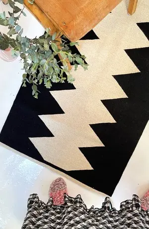 ARCHIVE NEW YORK Zapotec Zig Zag Handwoven Flatweave Wool Rug