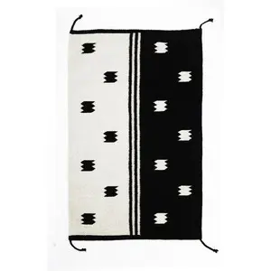 ARCHIVE NEW YORK Zapotec Colorblocked Geometric Handwoven Flatweave Wool Rug - Black