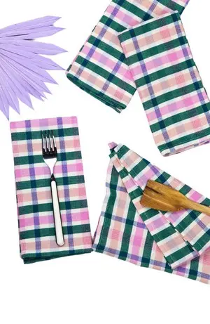 ARCHIVE NEW YORK Handwoven Classic Plaid Cotton Napkins - Multi