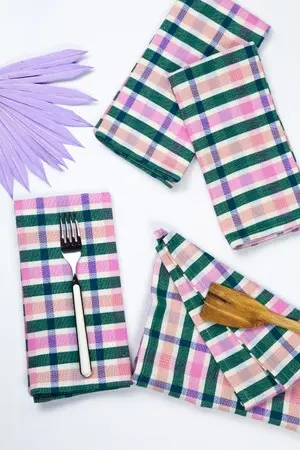 ARCHIVE NEW YORK Handwoven Classic Plaid Cotton Napkins - Multi