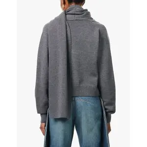 Alaïa Scarf Draped Wool Cardigan
