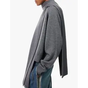 Alaïa Scarf Draped Wool Cardigan
