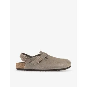 BIRKENSTOCK Logo-embossed Suede Clogs - Taupe