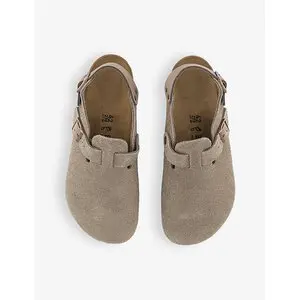 BIRKENSTOCK Logo-embossed Suede Clogs - Taupe