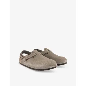 BIRKENSTOCK Logo-embossed Suede Clogs - Taupe