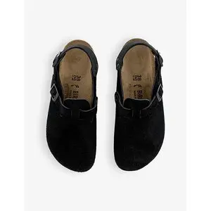 BIRKENSTOCK Logo-embossed Suede Slingback Clogs - Black Suede