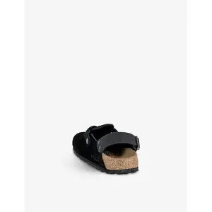 BIRKENSTOCK Logo-embossed Suede Slingback Clogs - Black Suede