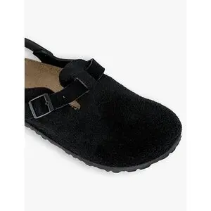 BIRKENSTOCK Logo-embossed Suede Slingback Clogs - Black Suede
