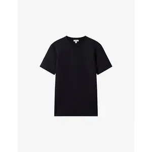 REISS Crewneck Short-sleeve Stretch-jersey T-shirt - Navy Blue