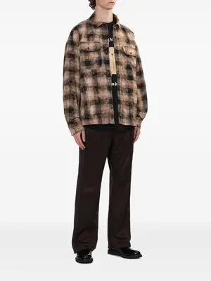 Palm Angels Logo-print Checked Shirt - Brown