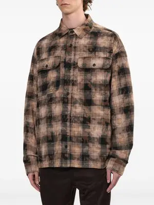 Palm Angels Logo-print Checked Shirt - Brown