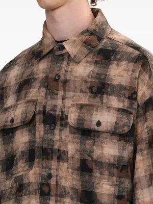 Palm Angels Logo-print Checked Shirt - Brown
