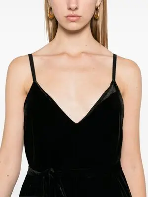 Gold Hawk Velvet V-neck Jumpsuit - White