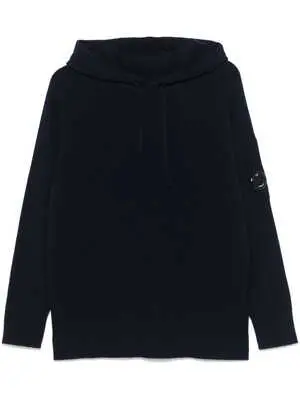 C.P. COMPANY Lens Detail Wool Blend Hoodie - Blue