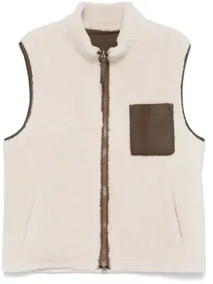 YVES SALOMON Shearling Gilet - White
