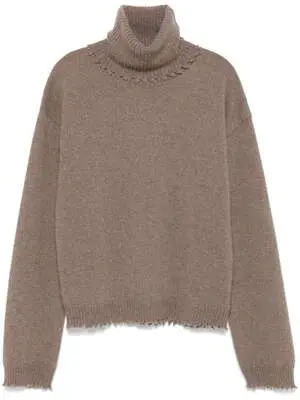 UMA WANG Distressed Cashmere Sweater - Brown